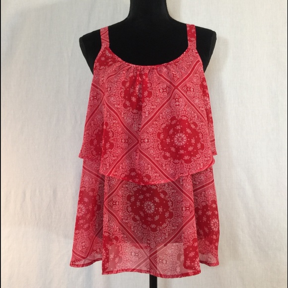 No Boundaries | Tops | Red Tiered Bandana Print Boho Top | Poshmark